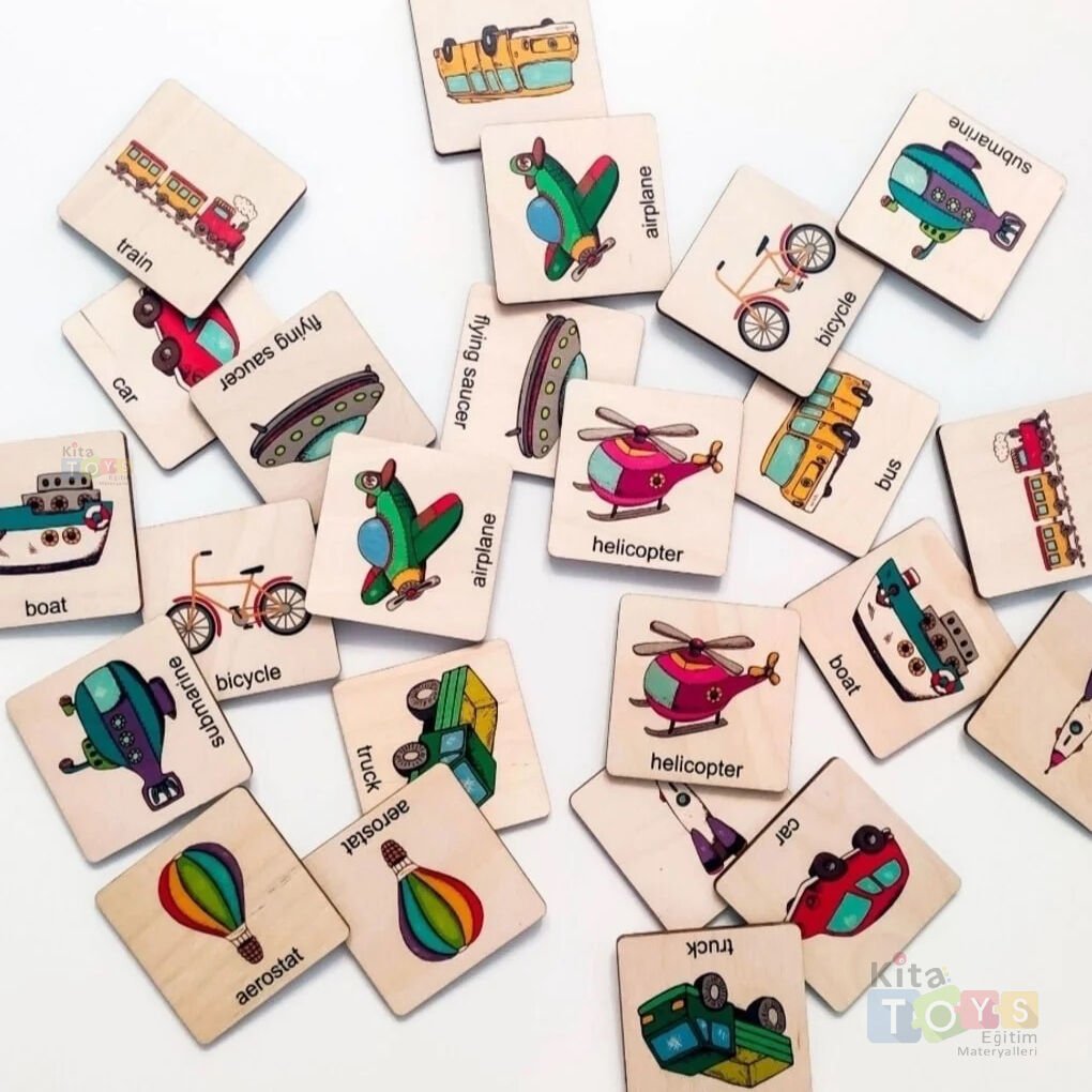 Memory Araçlar (Aklında Tut Ahşap Kart Oyunu) Eşini Bul | Kitatoys.com'da.